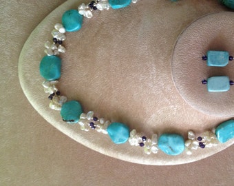 Pearl Blue Howlite Necklace - Etsy