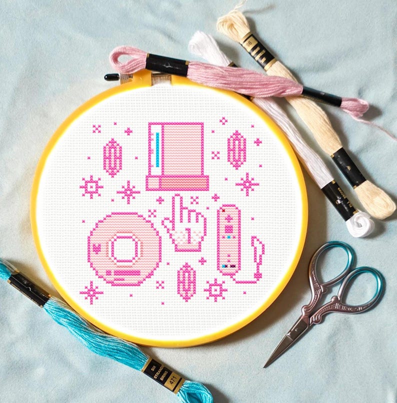 Retro Tech Cross Stitch Pattern - 90s Nostalgia Embroidery Design (PDF ...