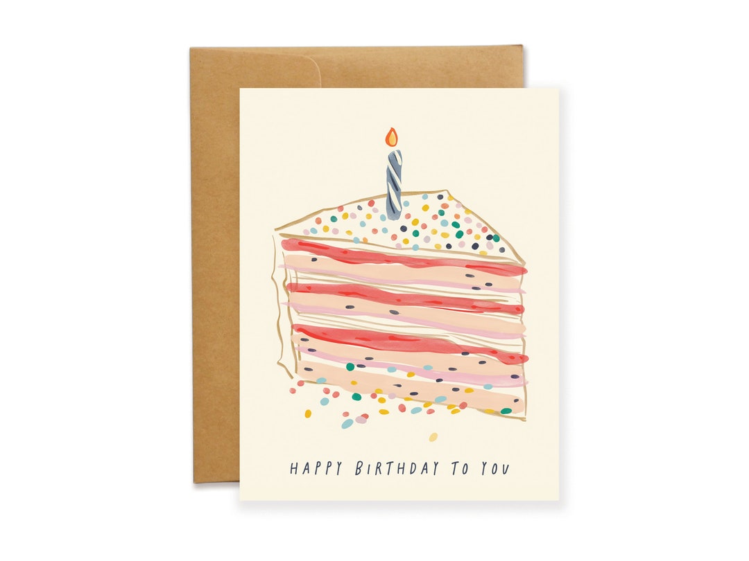 Adorable Slice of Birthday Cake Birthday Card, Happy Birthday to You ...