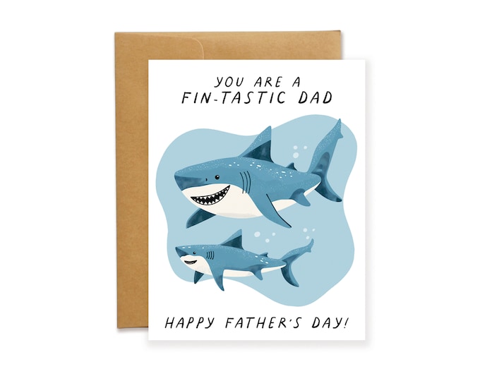 Shark Father's Day Card, You Are a Fintastic Dad! Funny Pun Card for ...