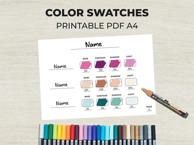 Printable Color Chart for Coloring Mystery| A4 PDF Sheet With 2 Swatch ...