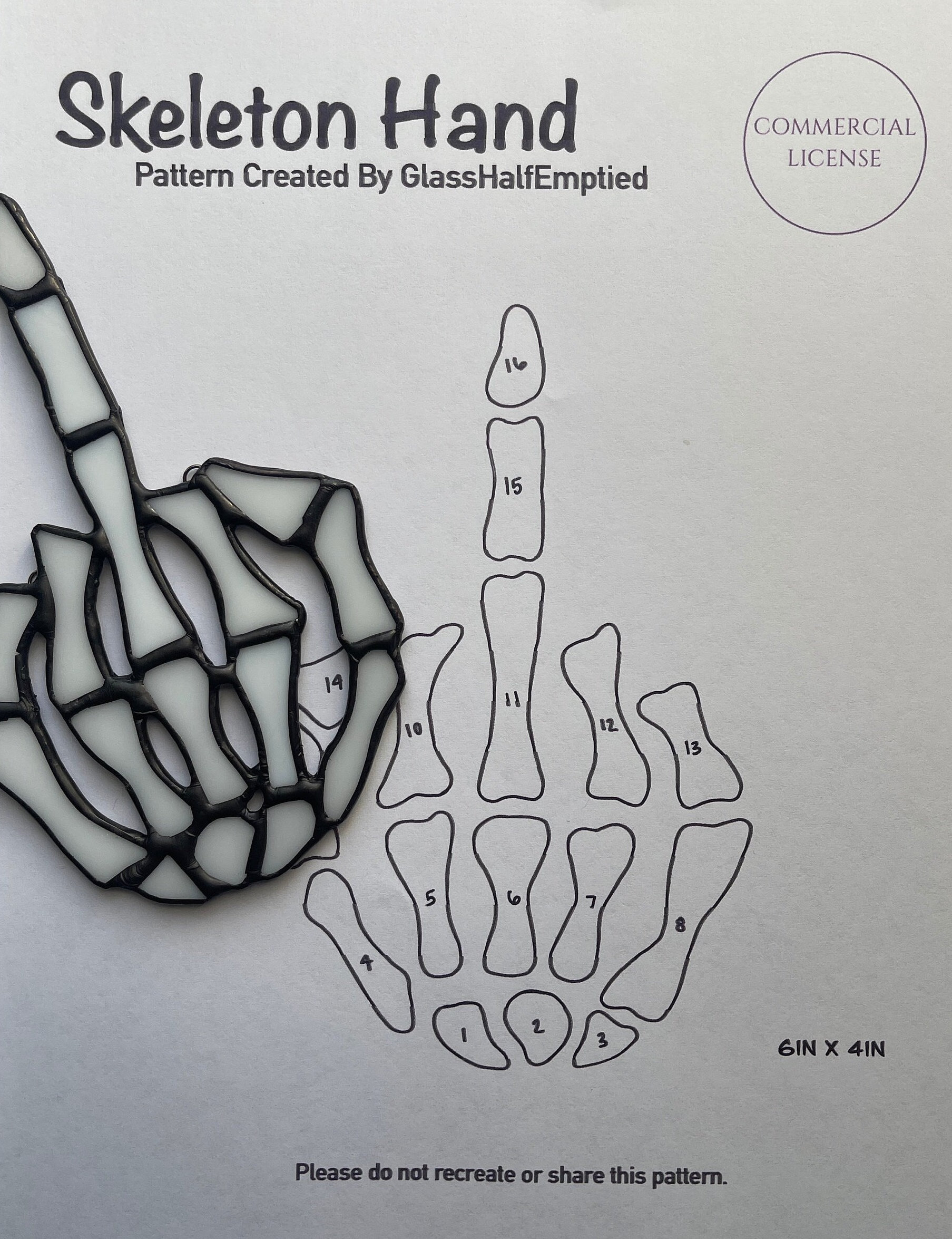 Stained Glass Skeleton Hand Pattern - Commercial - Etsy