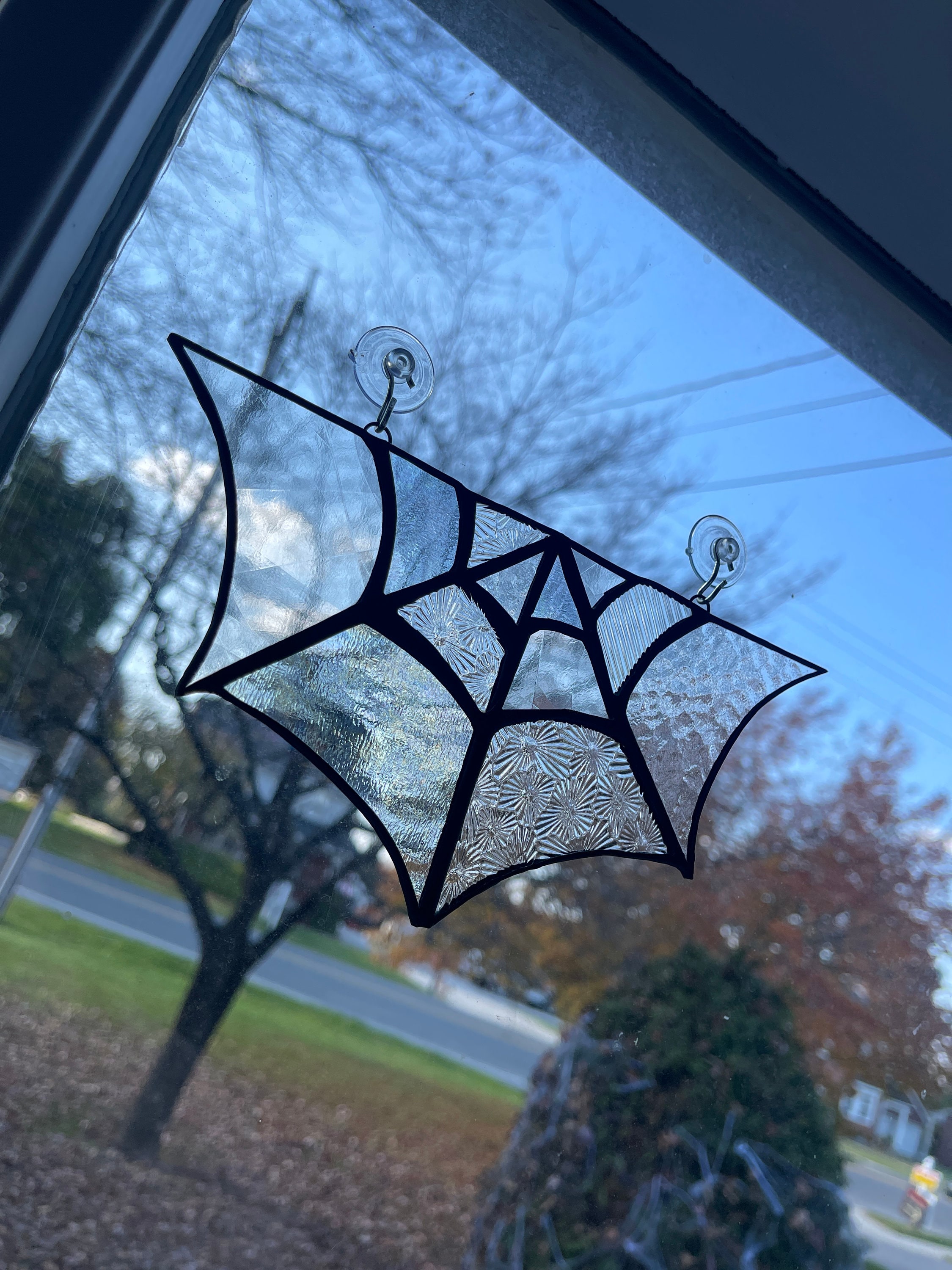 Stained Glass Spider Web Suncatcher - Etsy