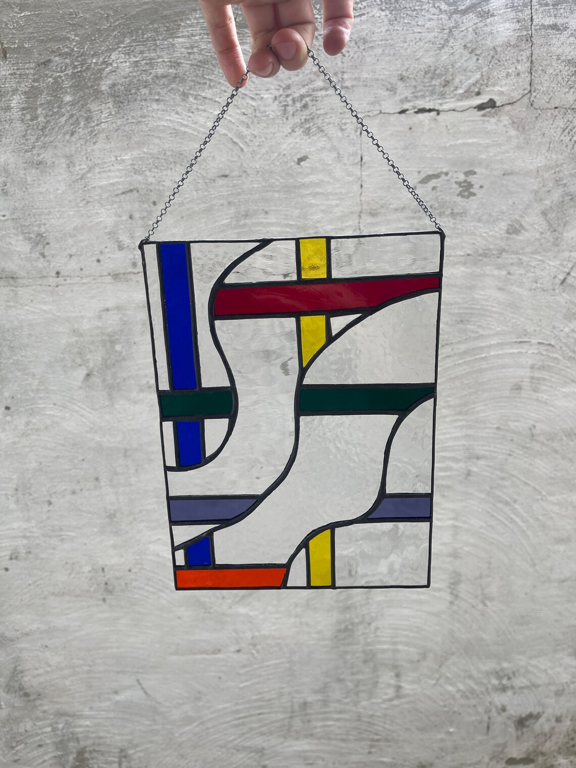 Abstract Stained Glass Suncatcher - Etsy