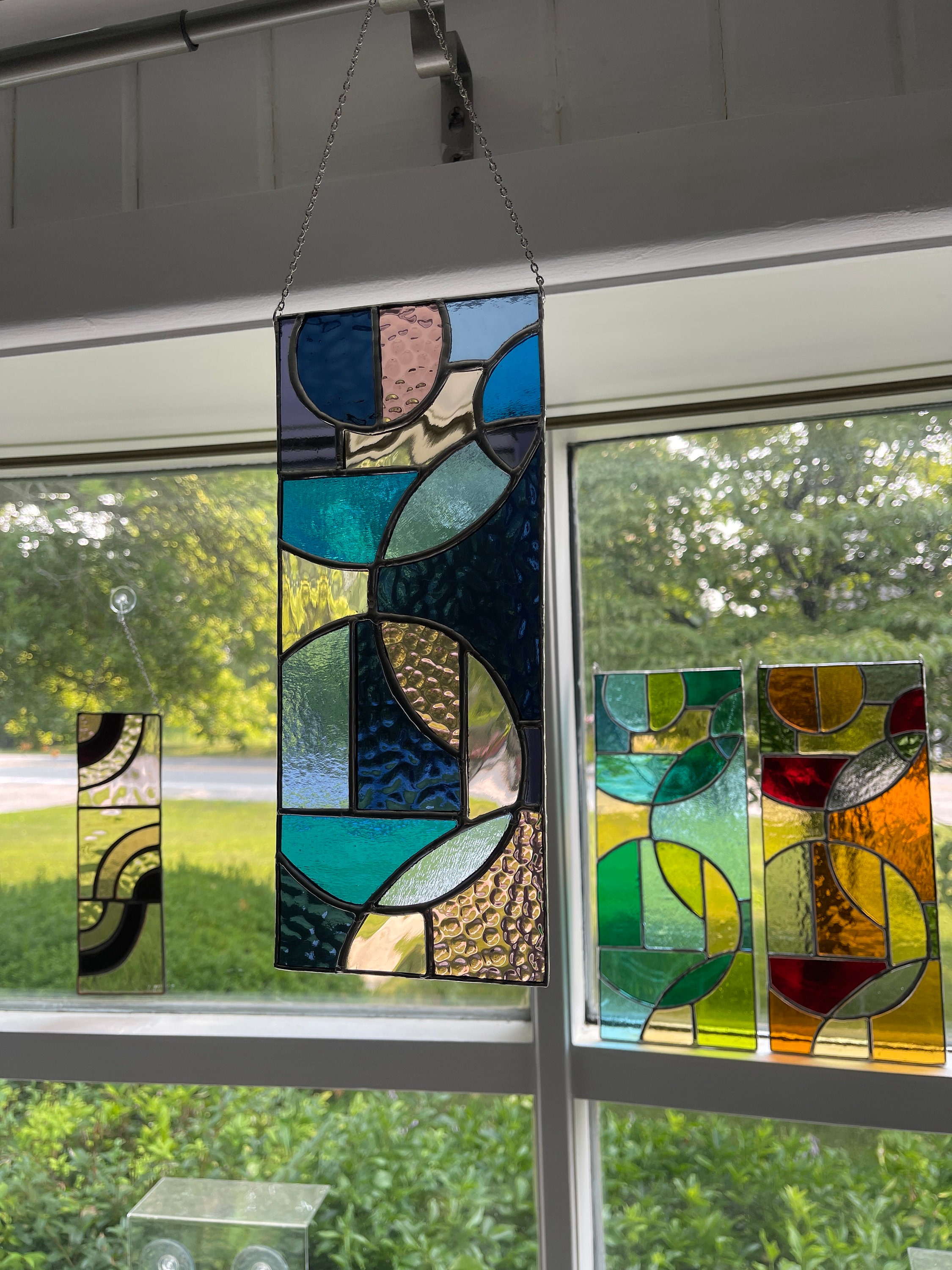 Abstract Stained Glass Suncatcher - Etsy