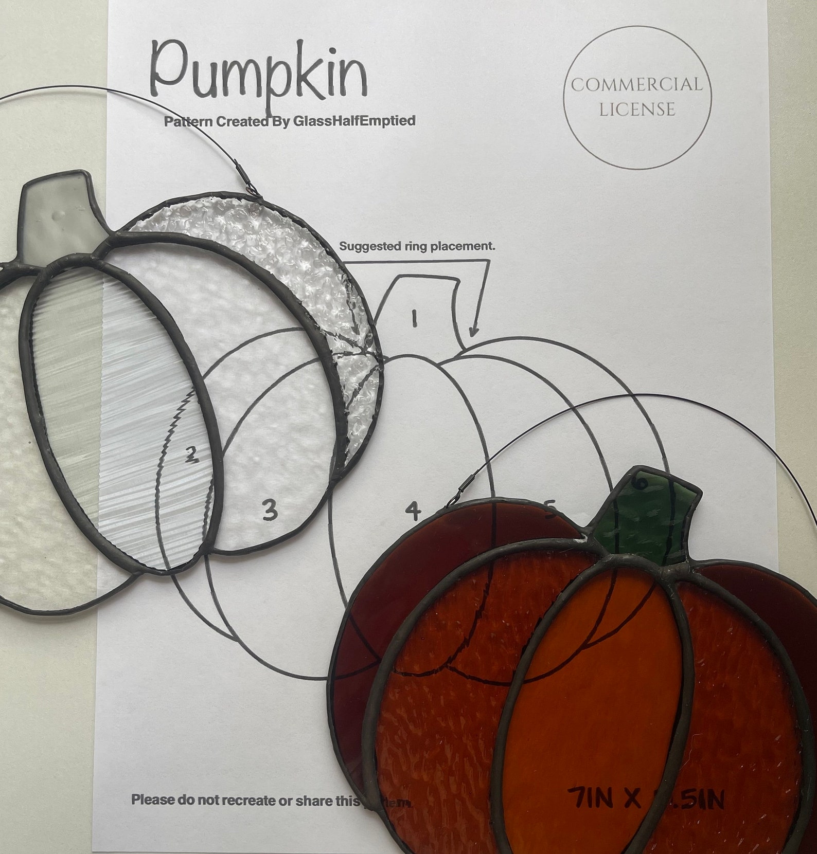 Pumpkin Stained Glass Pattern Commercial - Etsy