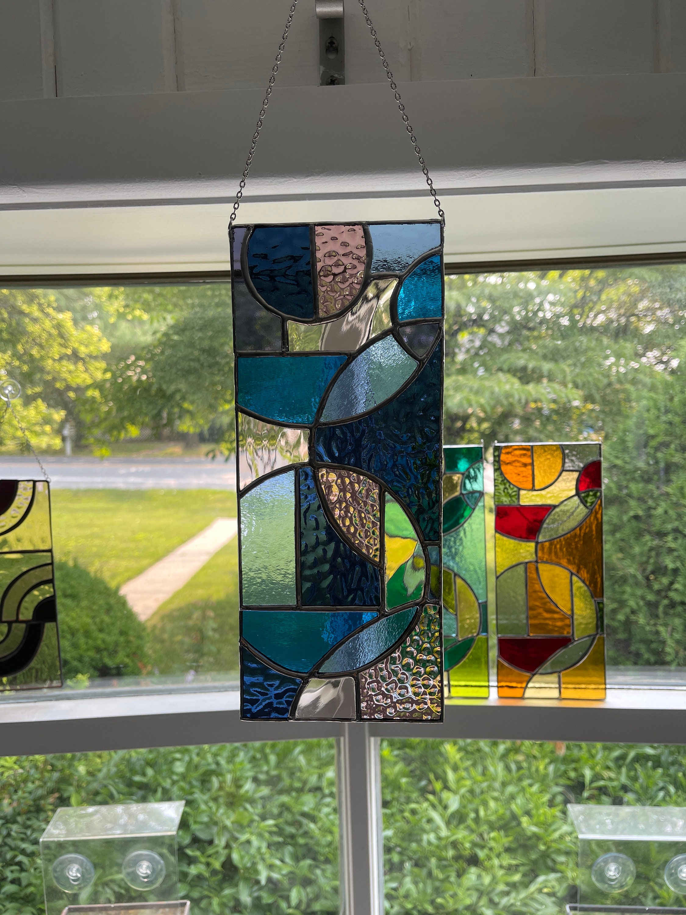 Abstract Stained Glass Suncatcher - Etsy