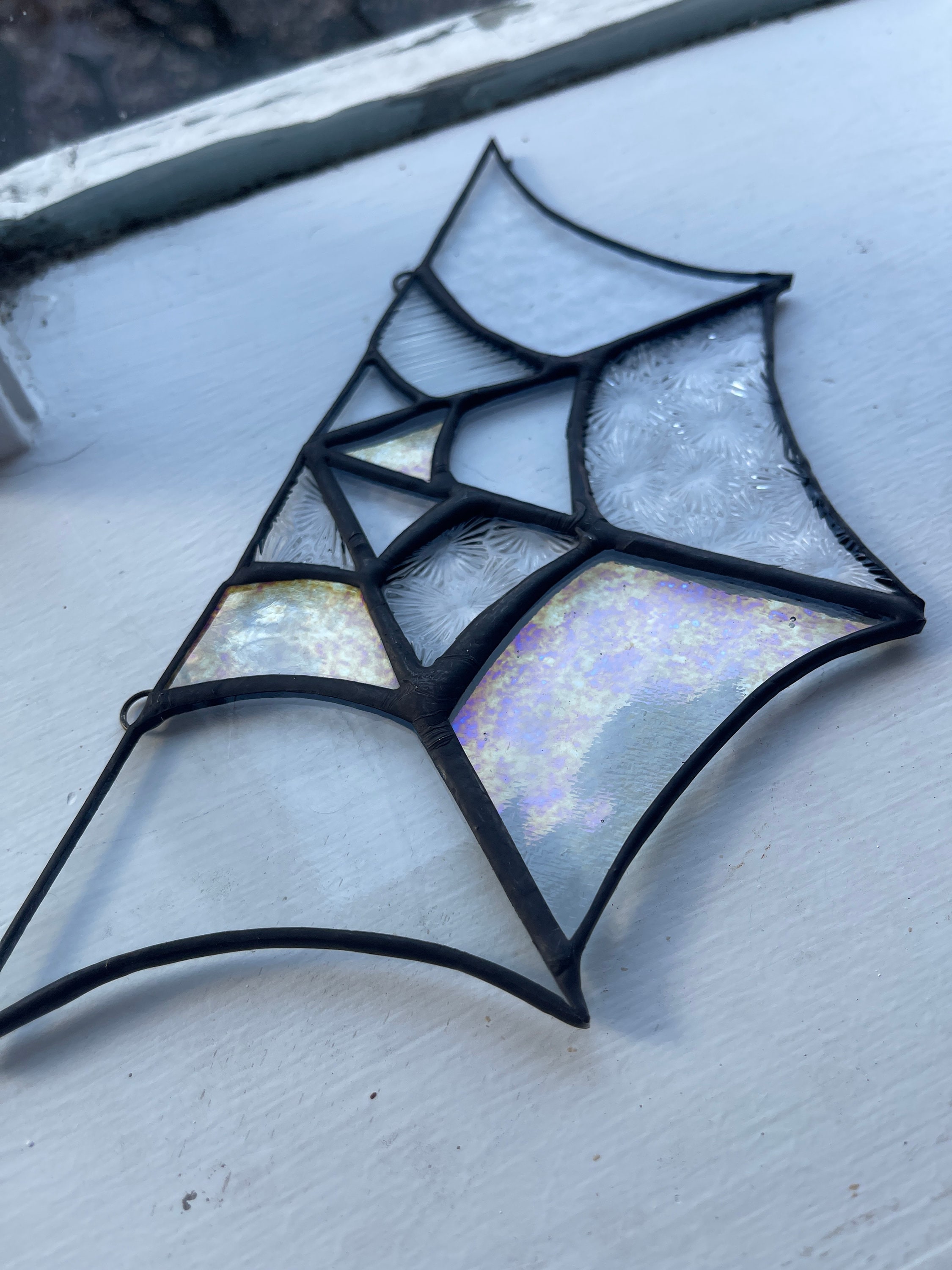 Stained Glass Spider Web Suncatcher - Etsy