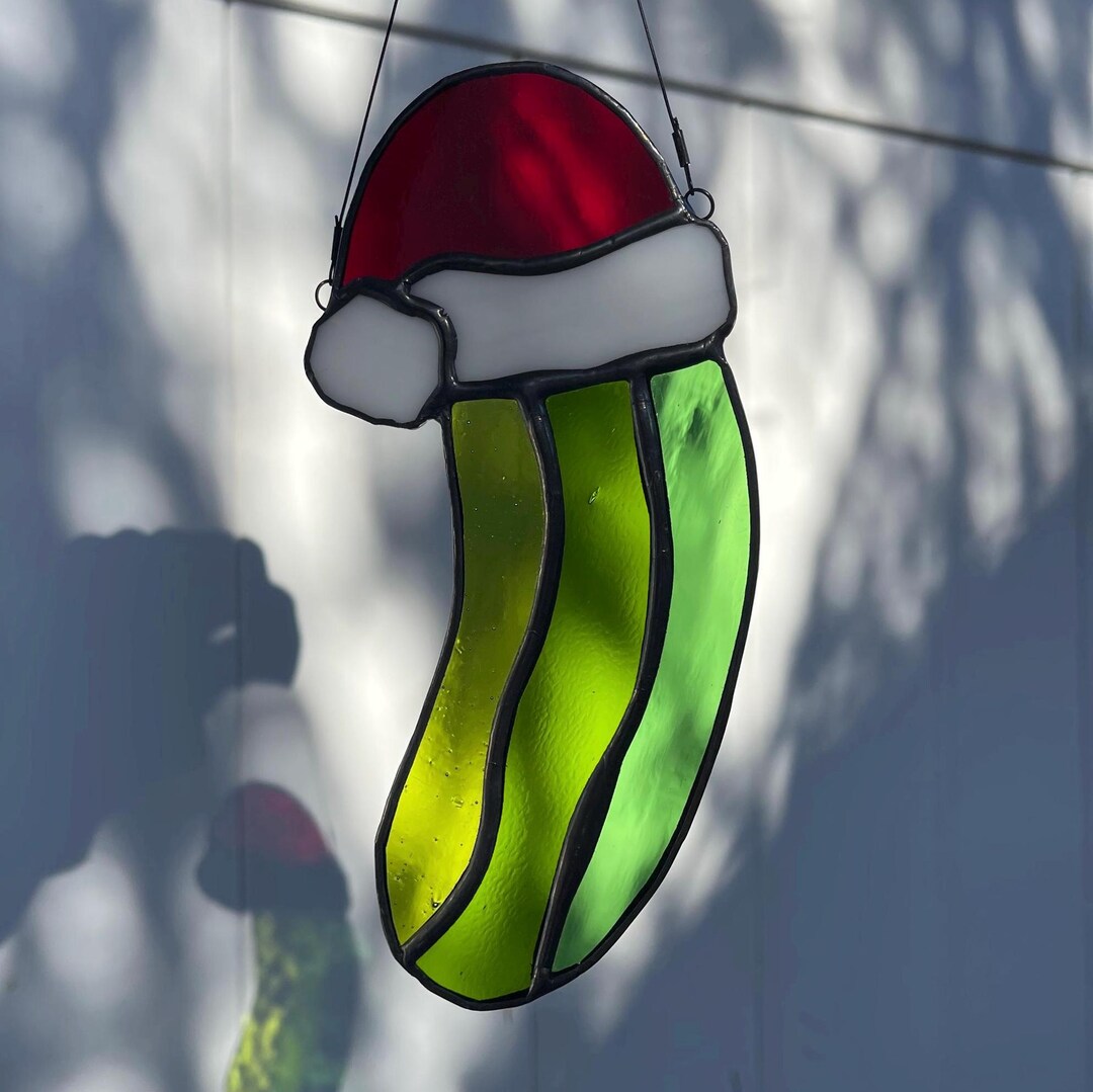 Stained Glass Christmas Pickle Suncatcher - Etsy