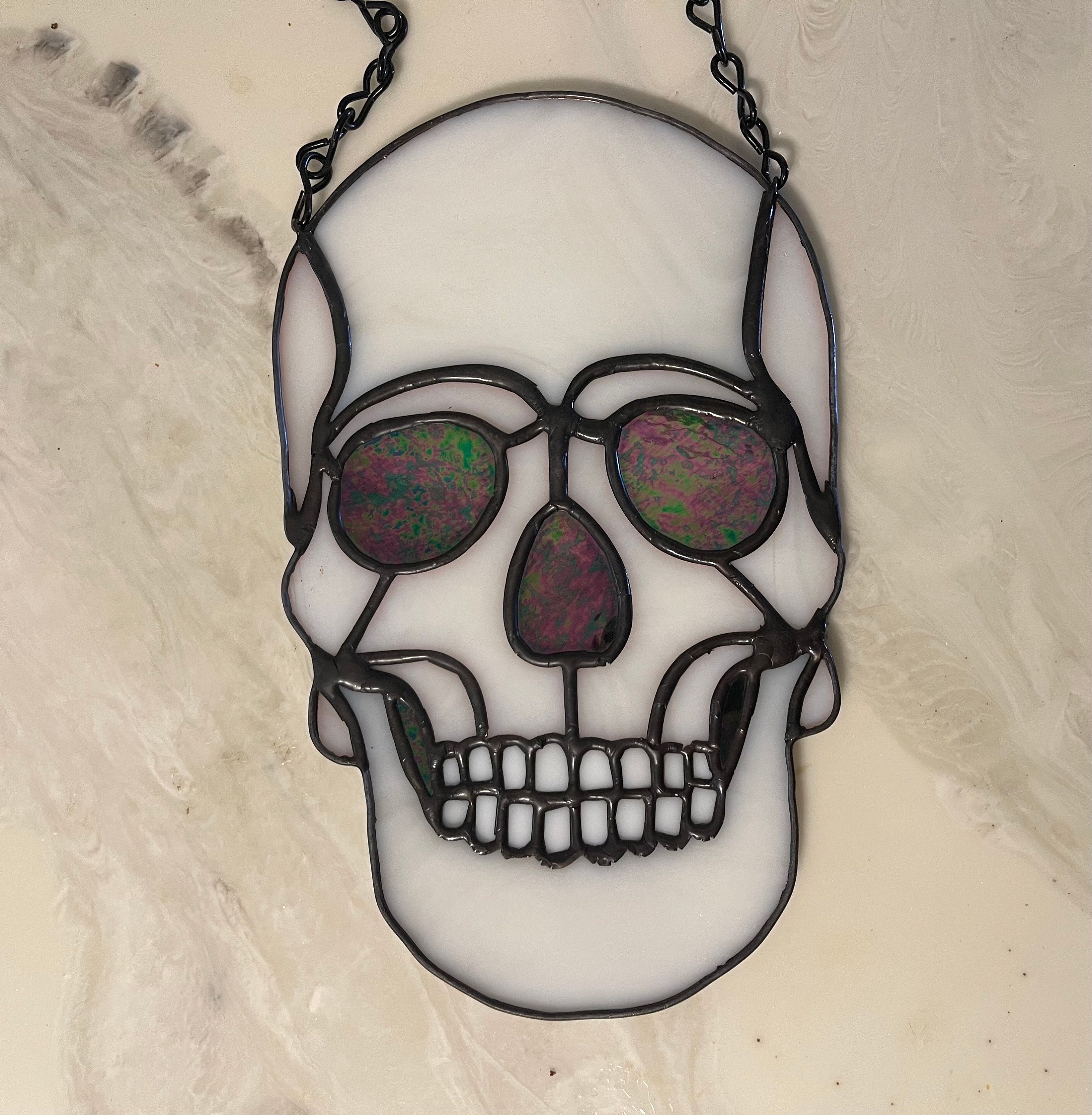 Stained Glass Skull Suncatcher - Etsy
