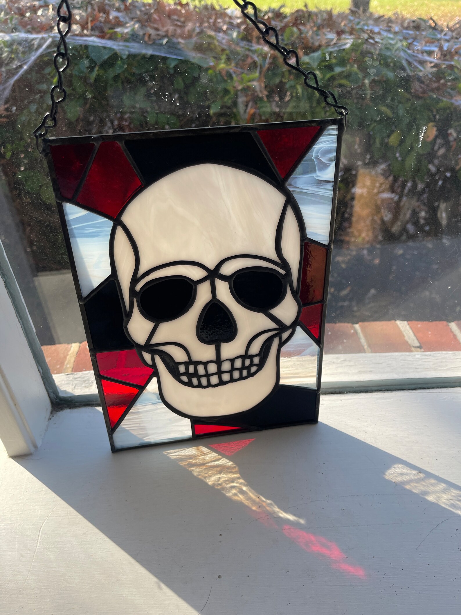 Stained Glass Skull Window Panel Suncatcher - Etsy