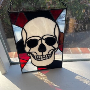 Stained Glass Skull Window Panel Suncatcher - Etsy