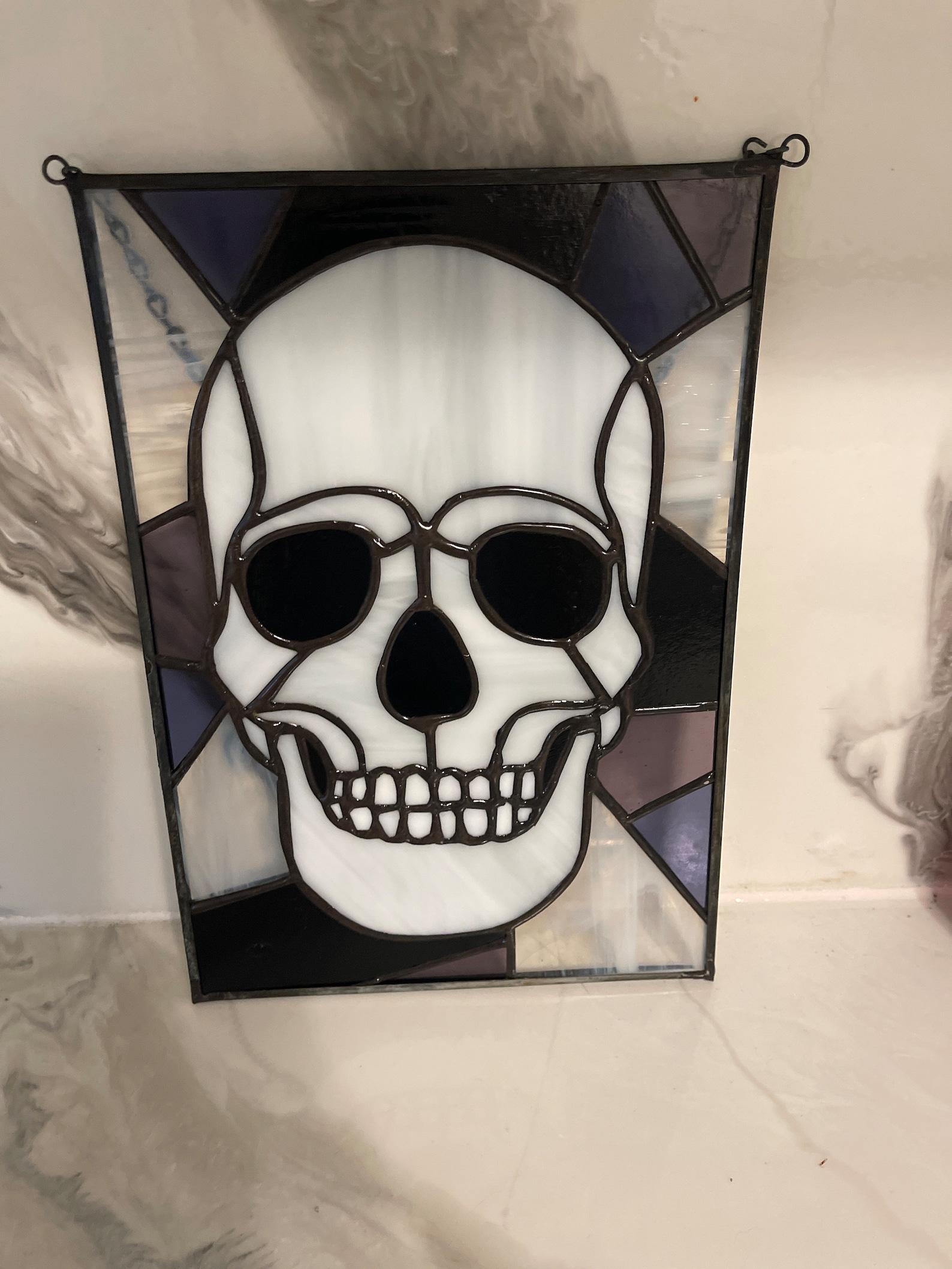 Stained Glass Skull Window Panel Suncatcher - Etsy