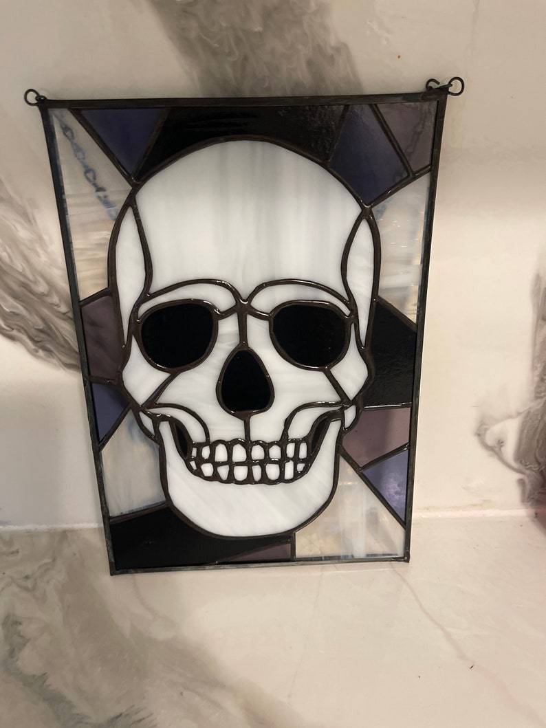 Stained Glass Skull Window Panel Suncatcher - Etsy
