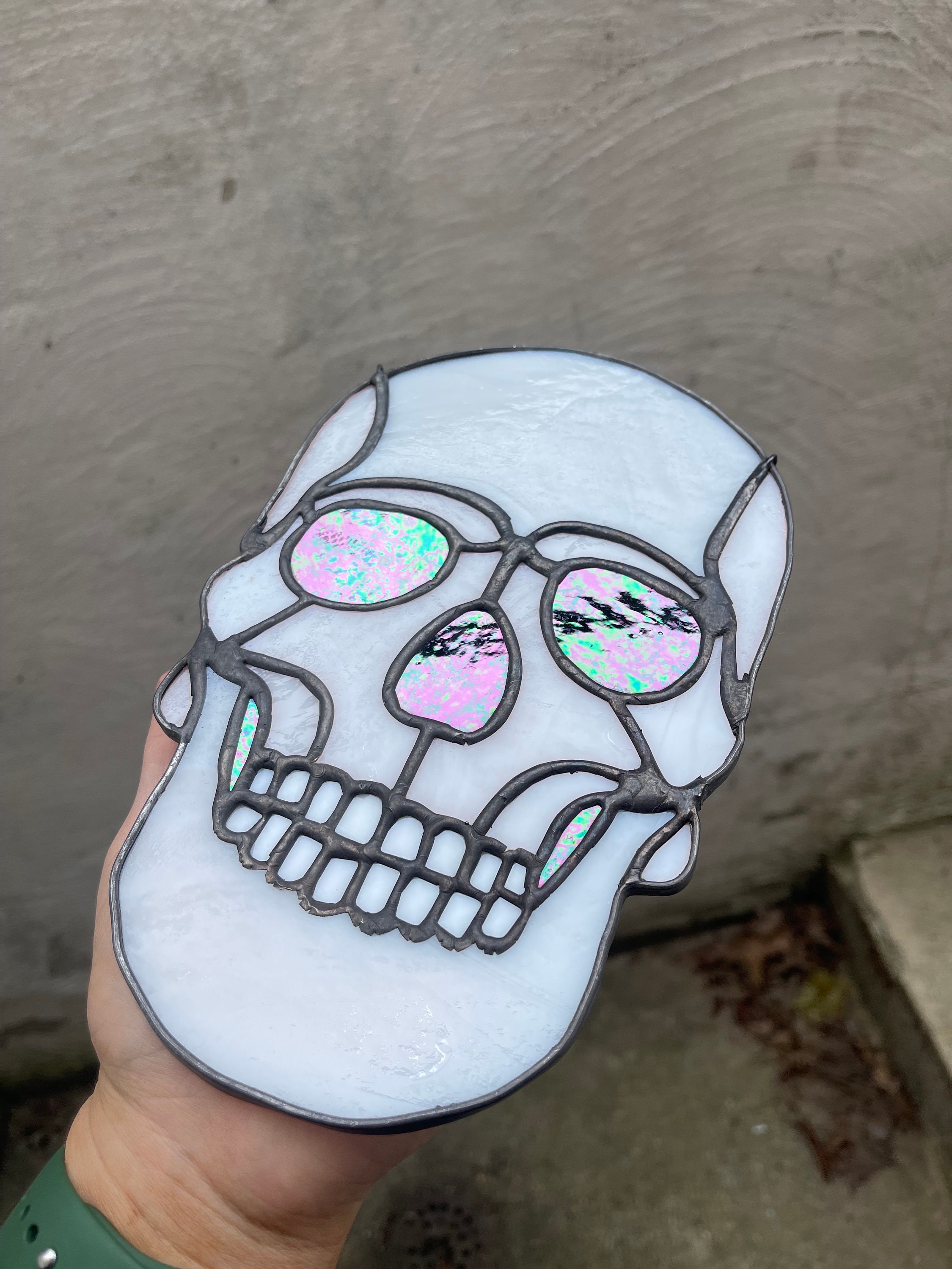 Stained Glass Skull Suncatcher - Etsy