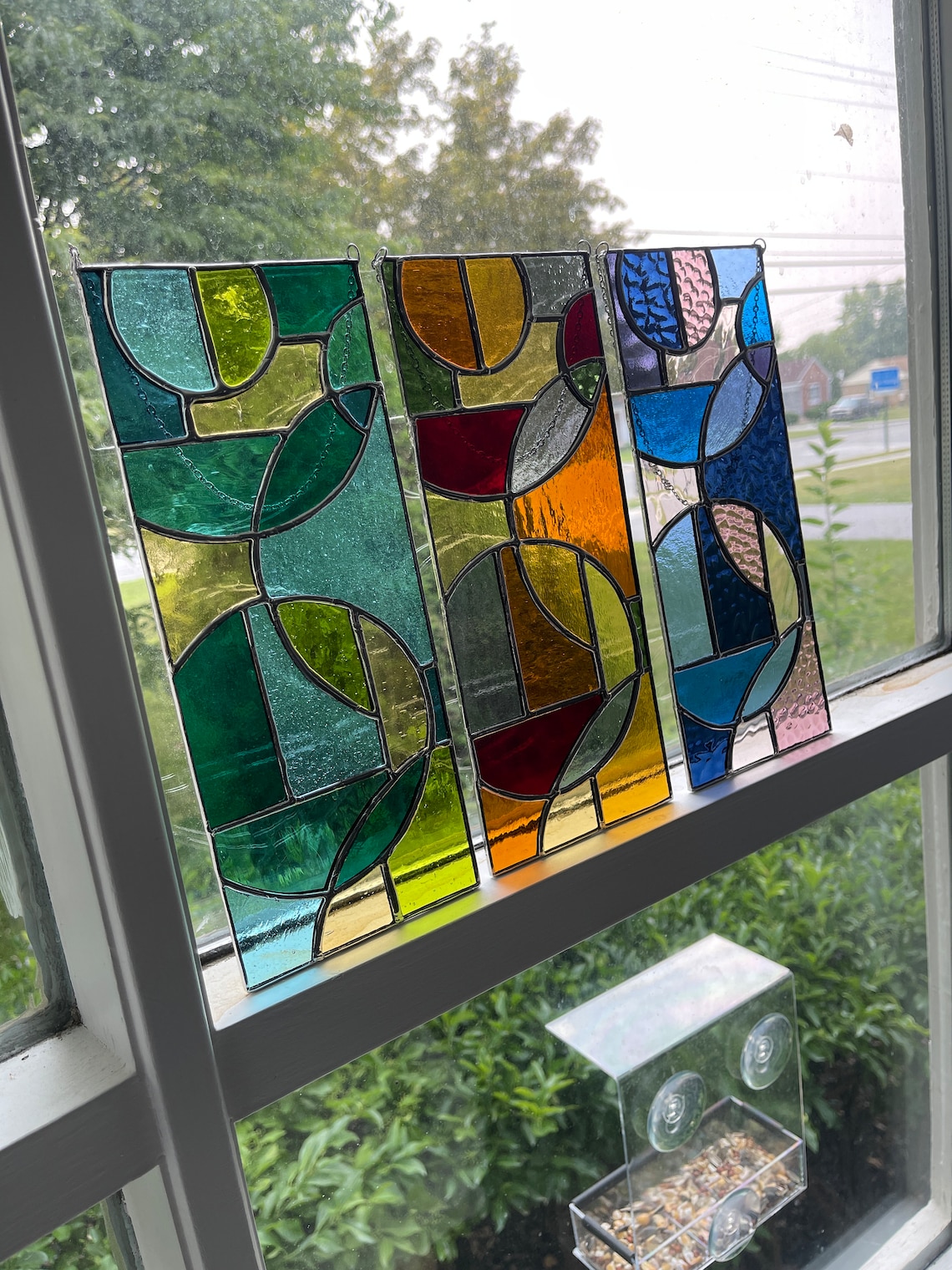 Abstract Stained Glass Suncatcher - Etsy