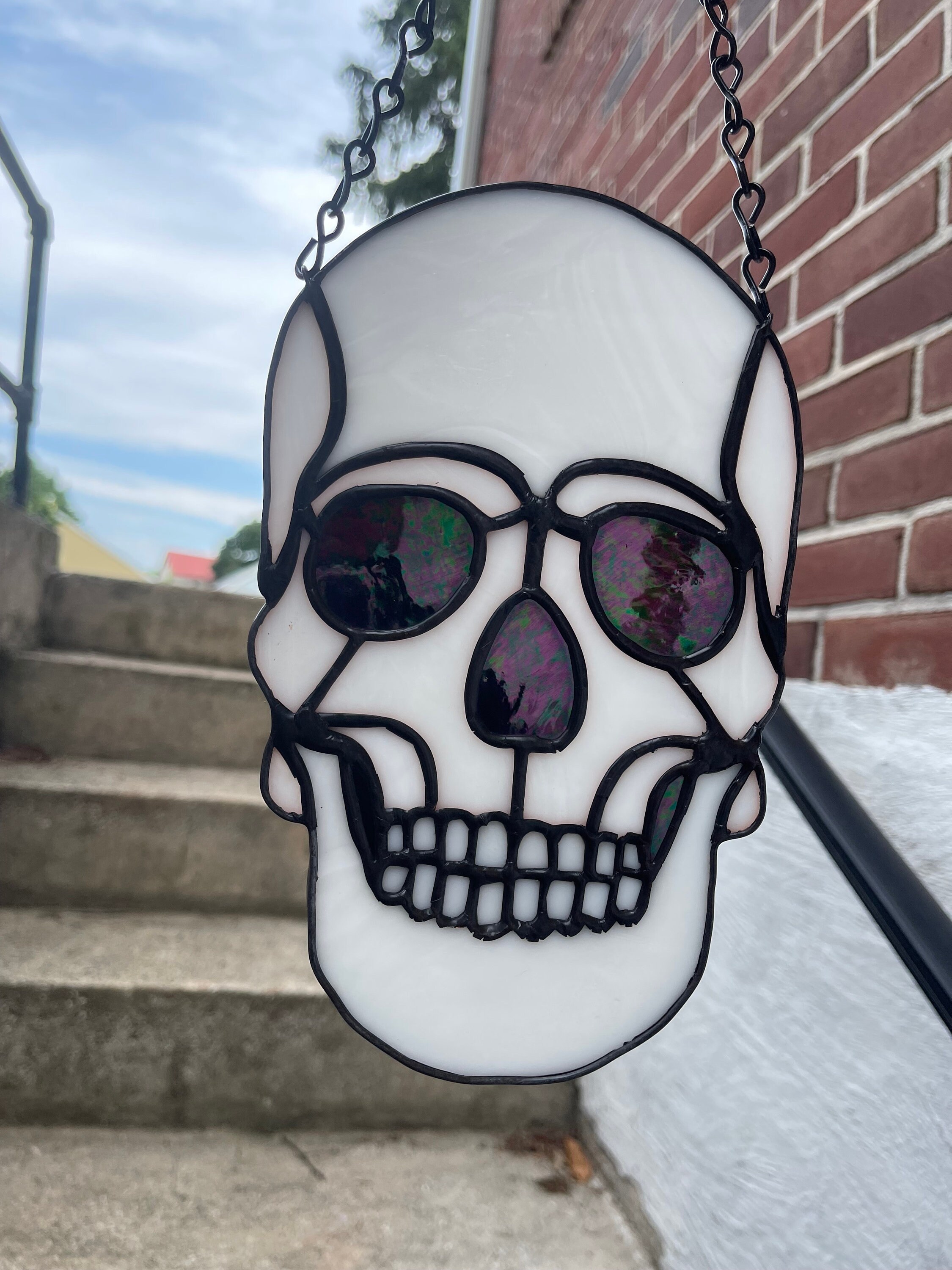 Stained Glass Skull Suncatcher - Etsy