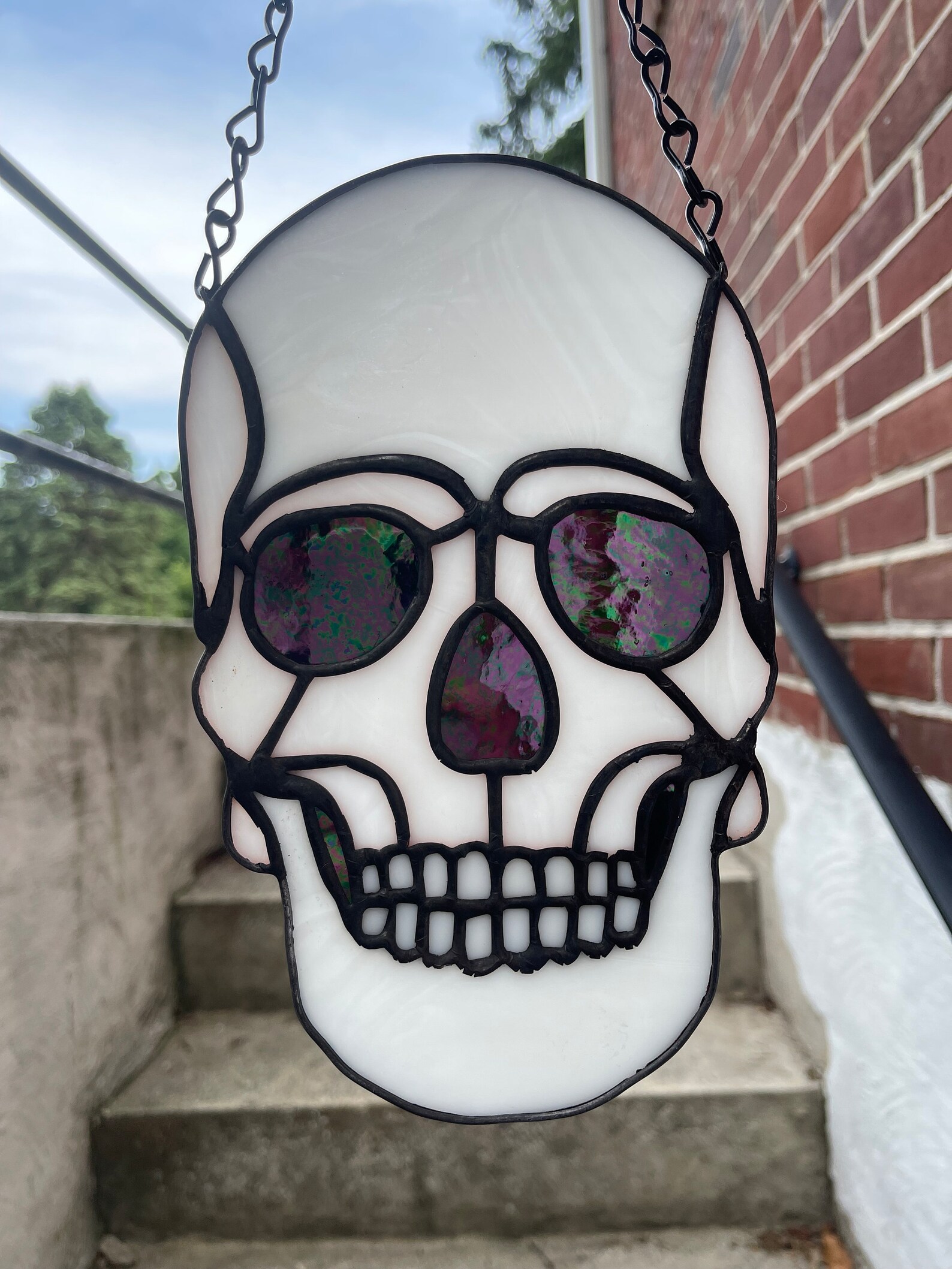 Stained Glass Skull Suncatcher - Etsy