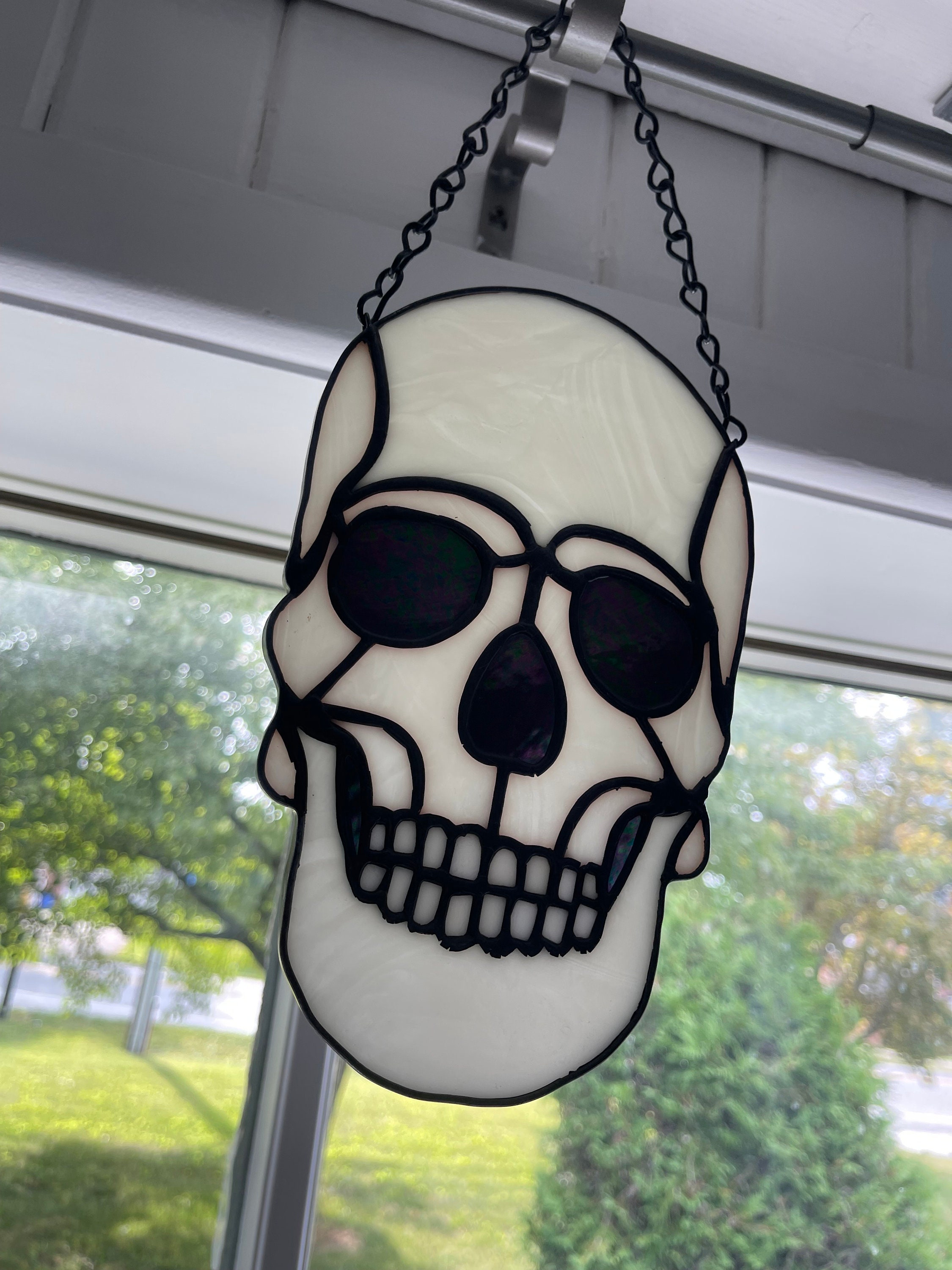 Stained Glass Skull Suncatcher - Etsy