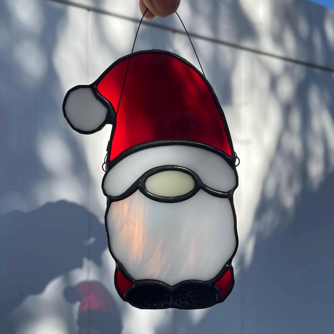 Stained Glass Christmas Gnome Suncatcher - Etsy