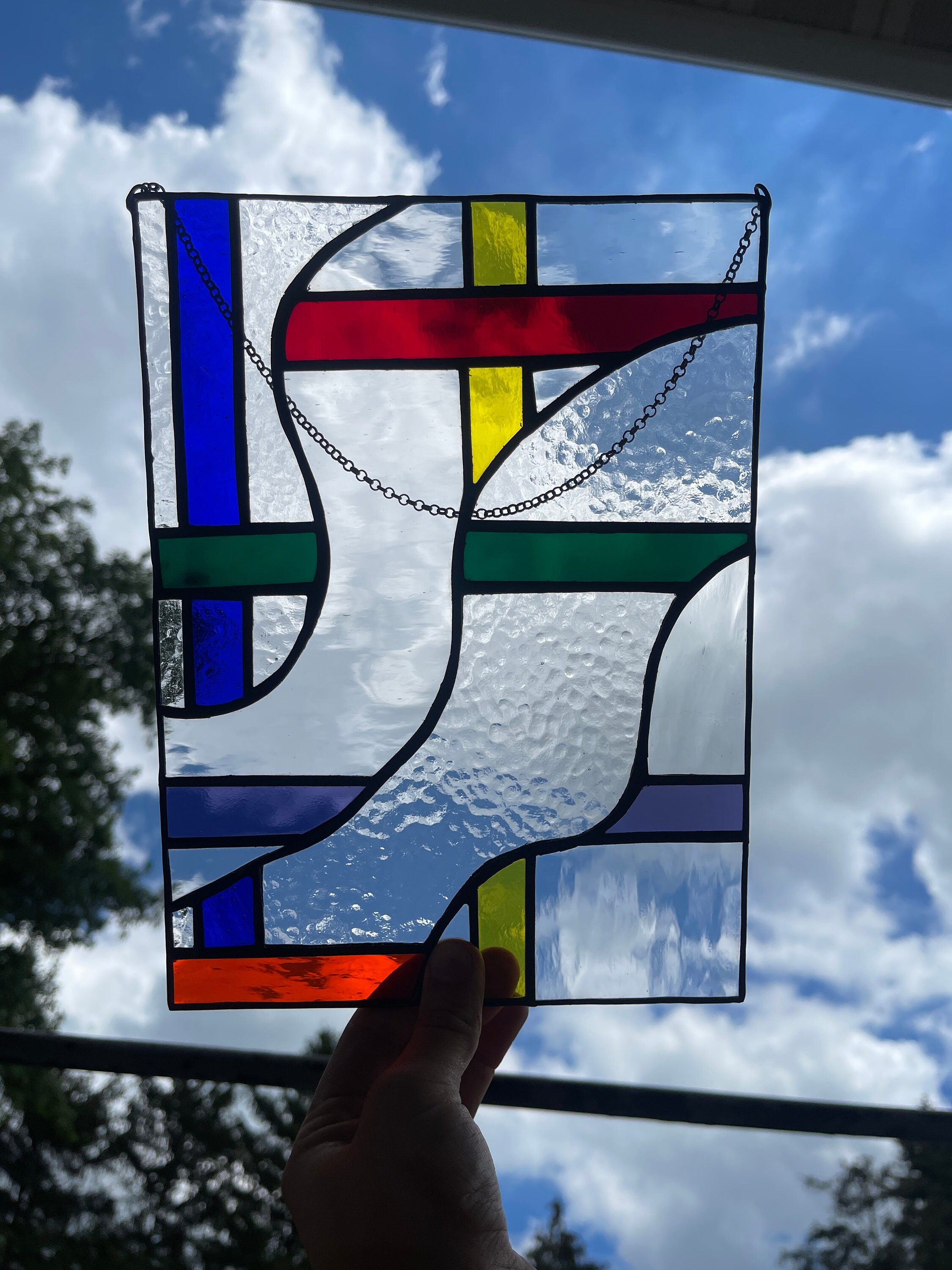 Abstract Stained Glass Suncatcher - Etsy