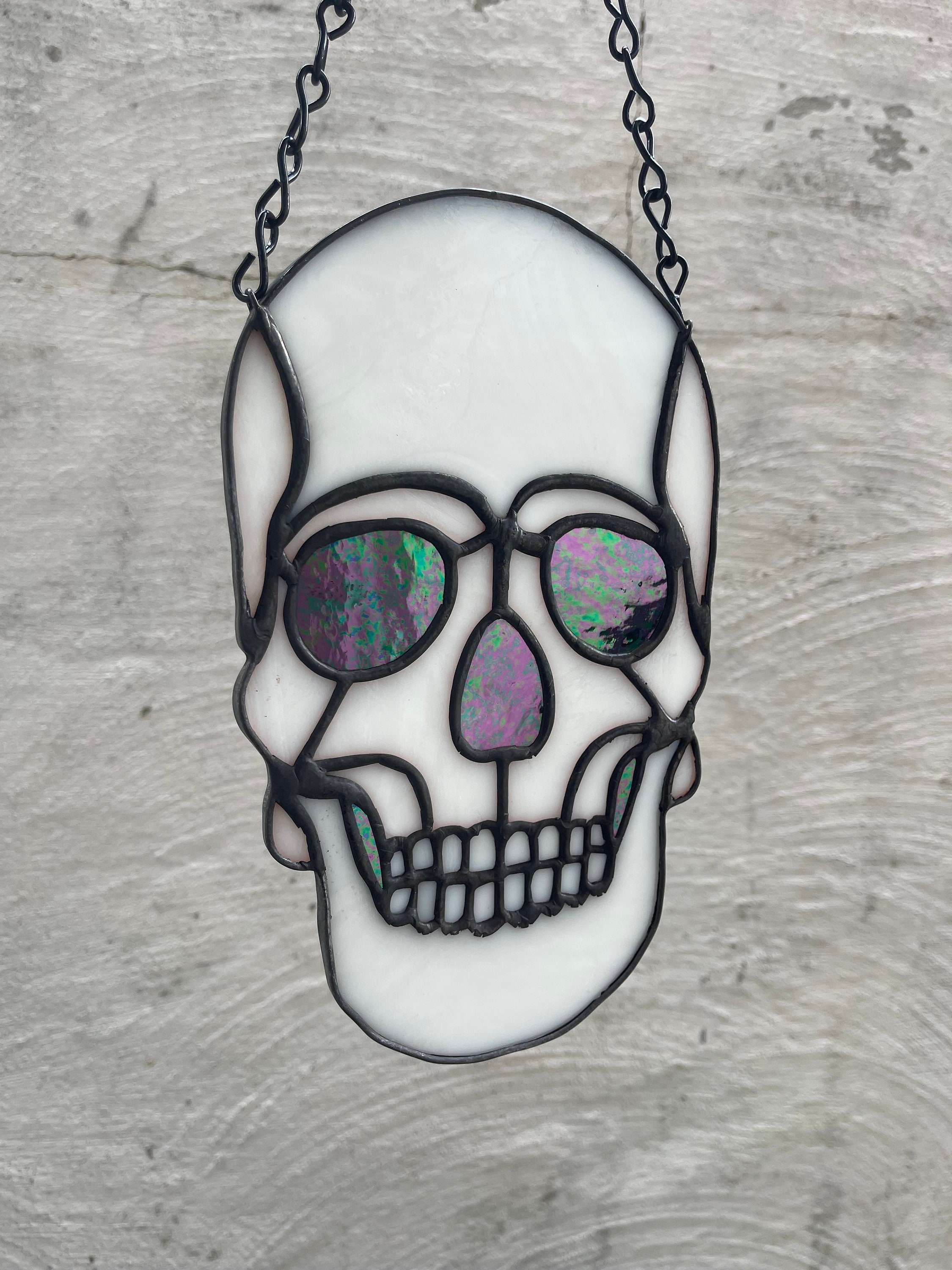 Stained Glass Skull Suncatcher - Etsy