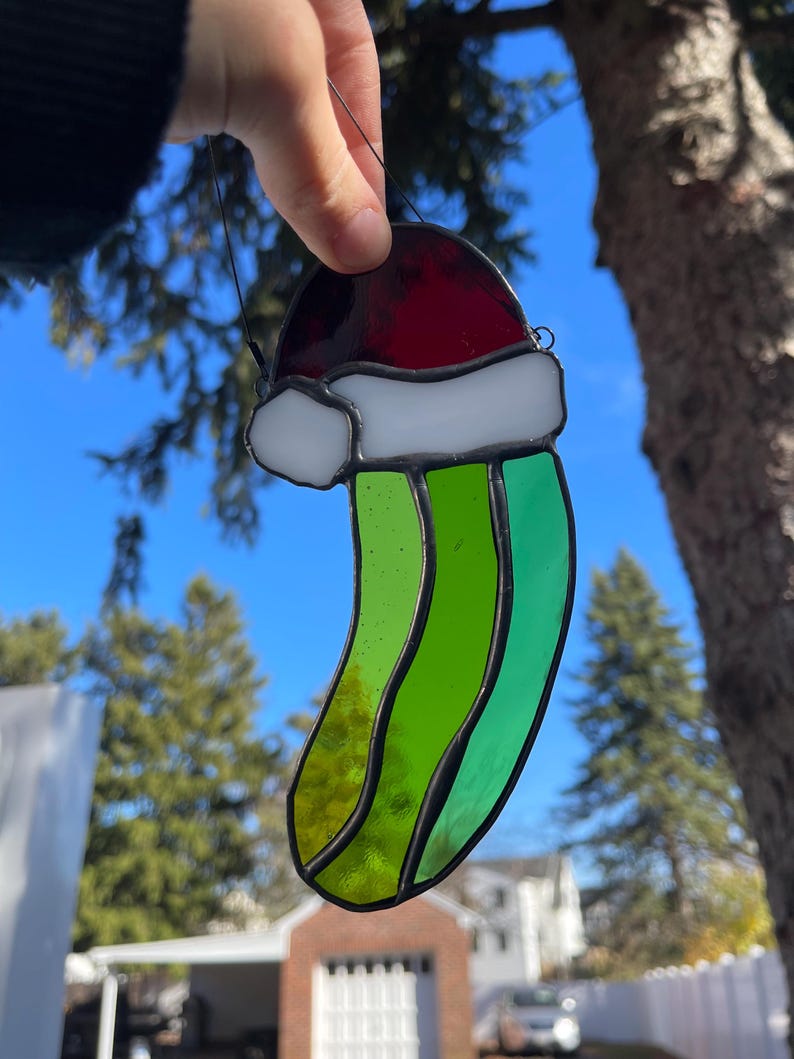 Christmas Pickle Stained Glass Pattern Hobby - Etsy