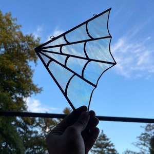 Iridescent Spider Web Stained Glass Suncatcher - Etsy