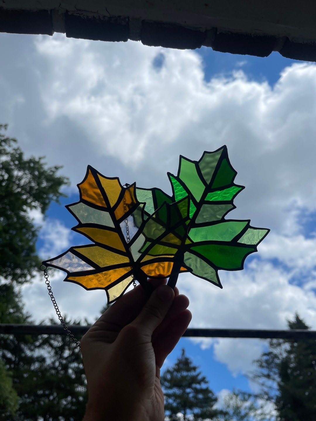 Fall Leaf Stained Glass Suncatcher - Etsy