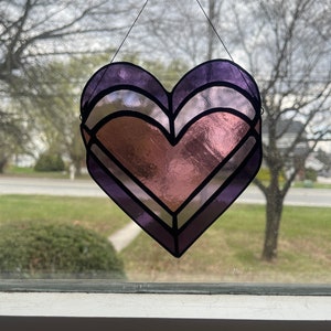 Purple Stained Glass Heart Suncatcher - Etsy