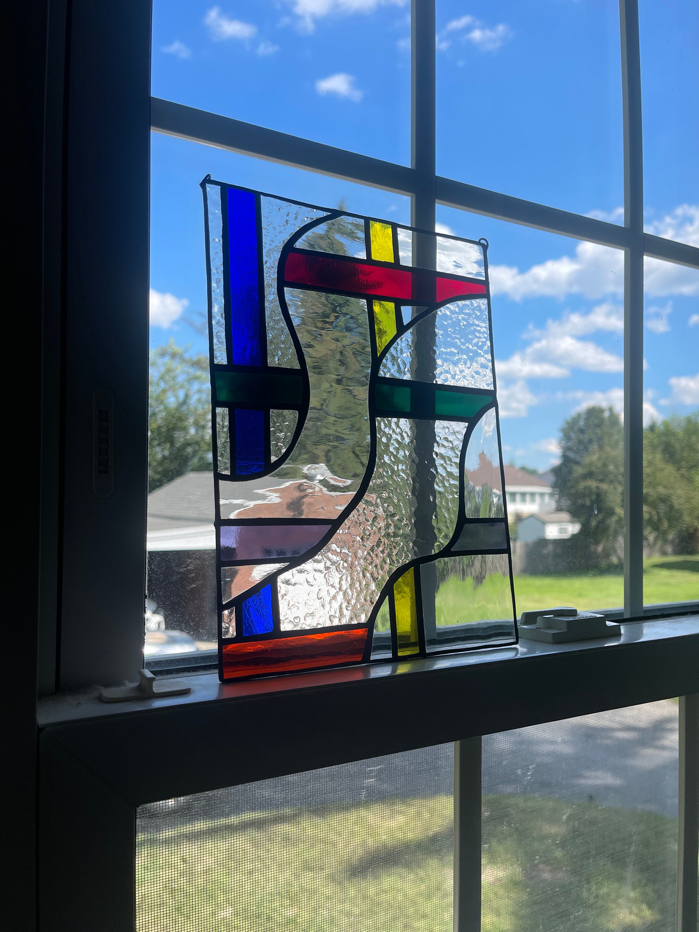 Abstract Stained Glass Suncatcher - Etsy