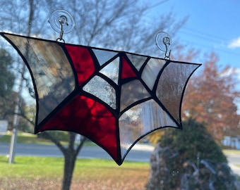 Iridescent Spider Web Stained Glass Suncatcher - Etsy