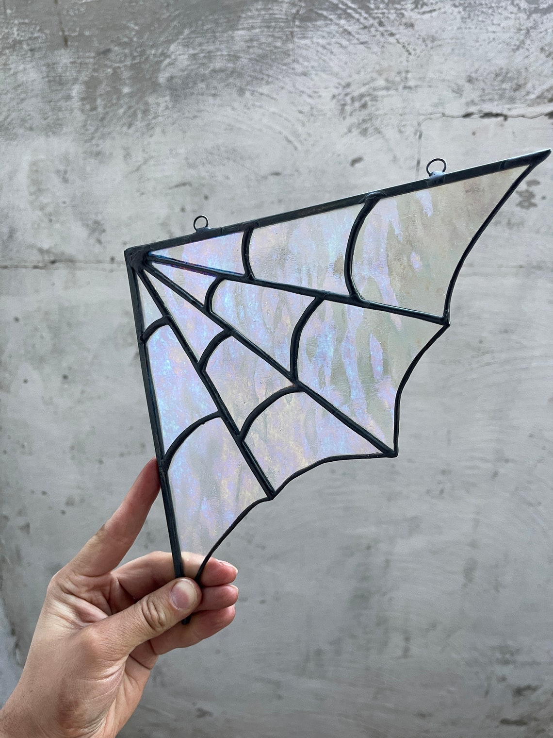 Iridescent Spider Web Stained Glass Suncatcher - Etsy
