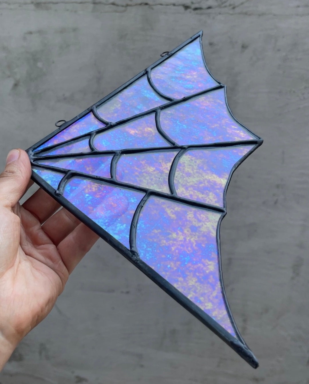 Iridescent Spider Web Stained Glass Suncatcher - Etsy