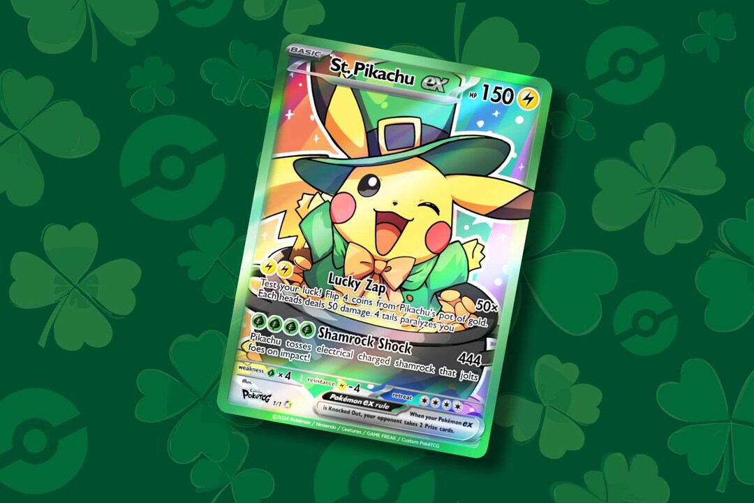 St. Patrick's Day Pikachu (custom Fan Art) - Etsy