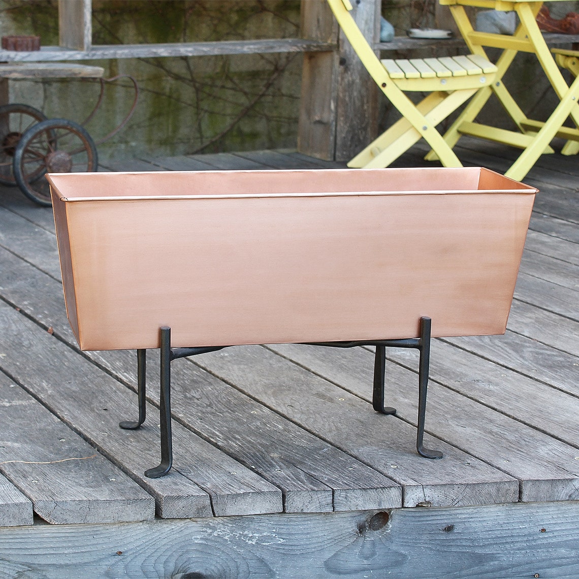 Copper Plated Flower Box With Folding Stand - Etsy