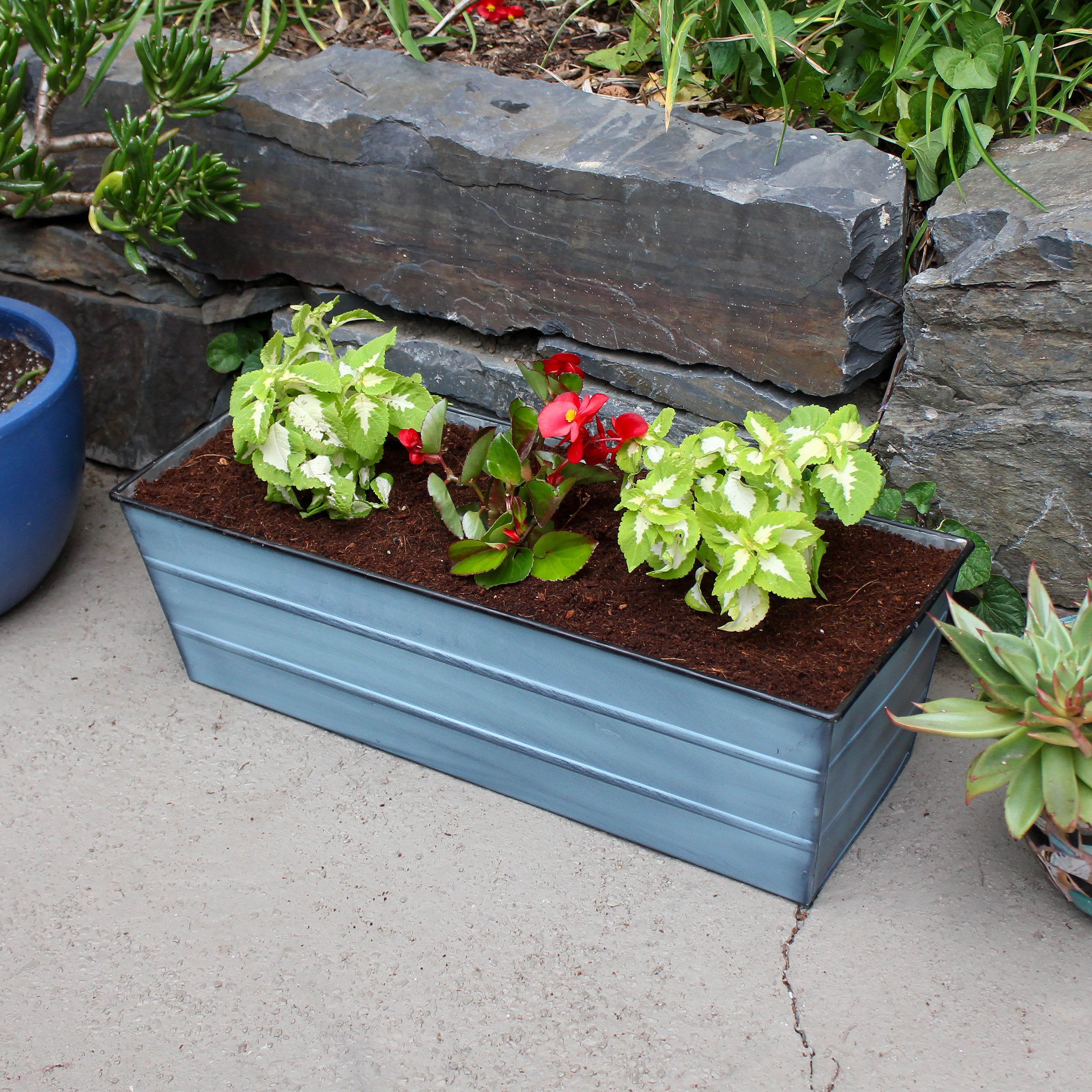 24l Slate Blue Window Box Planter Galvanized Steel - Etsy