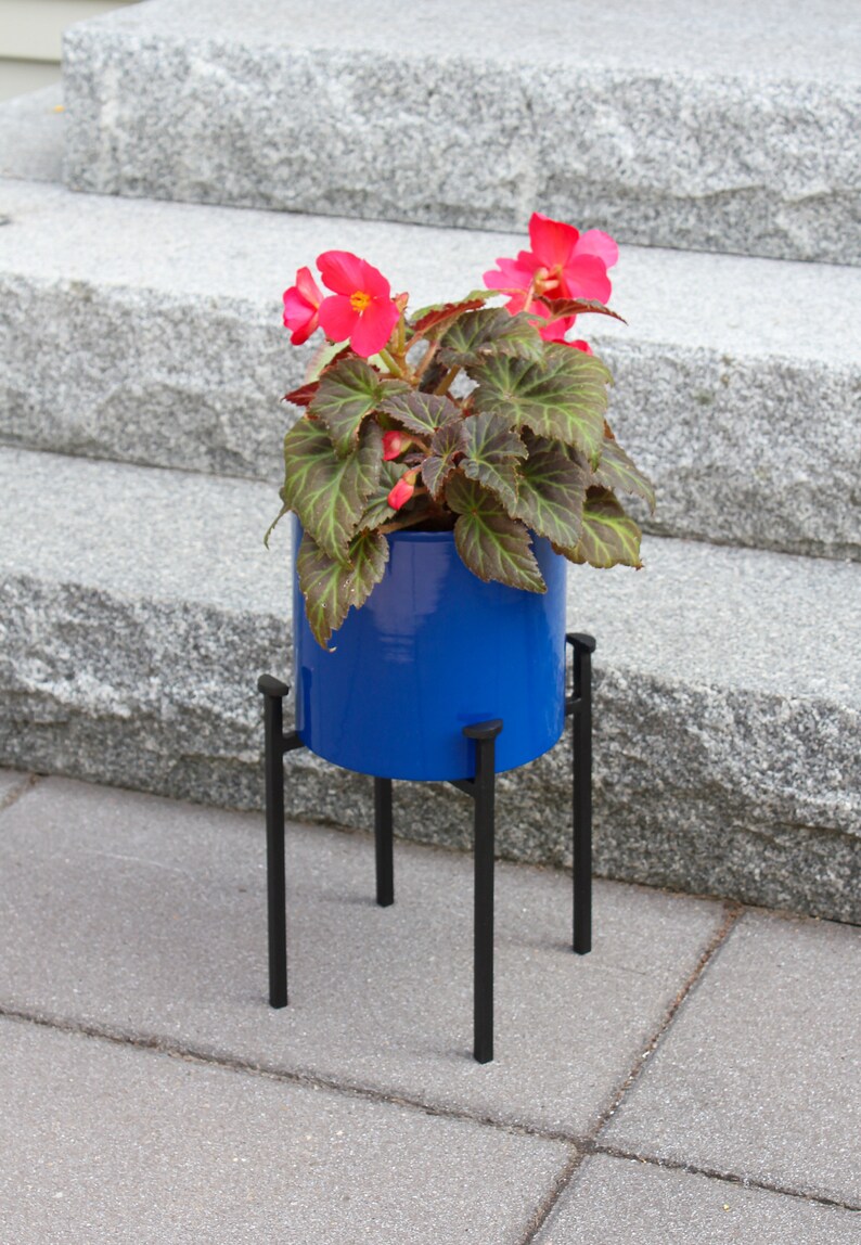 Blue Planter With Mini Modern Plant Stand Flowerpot Holder - Etsy