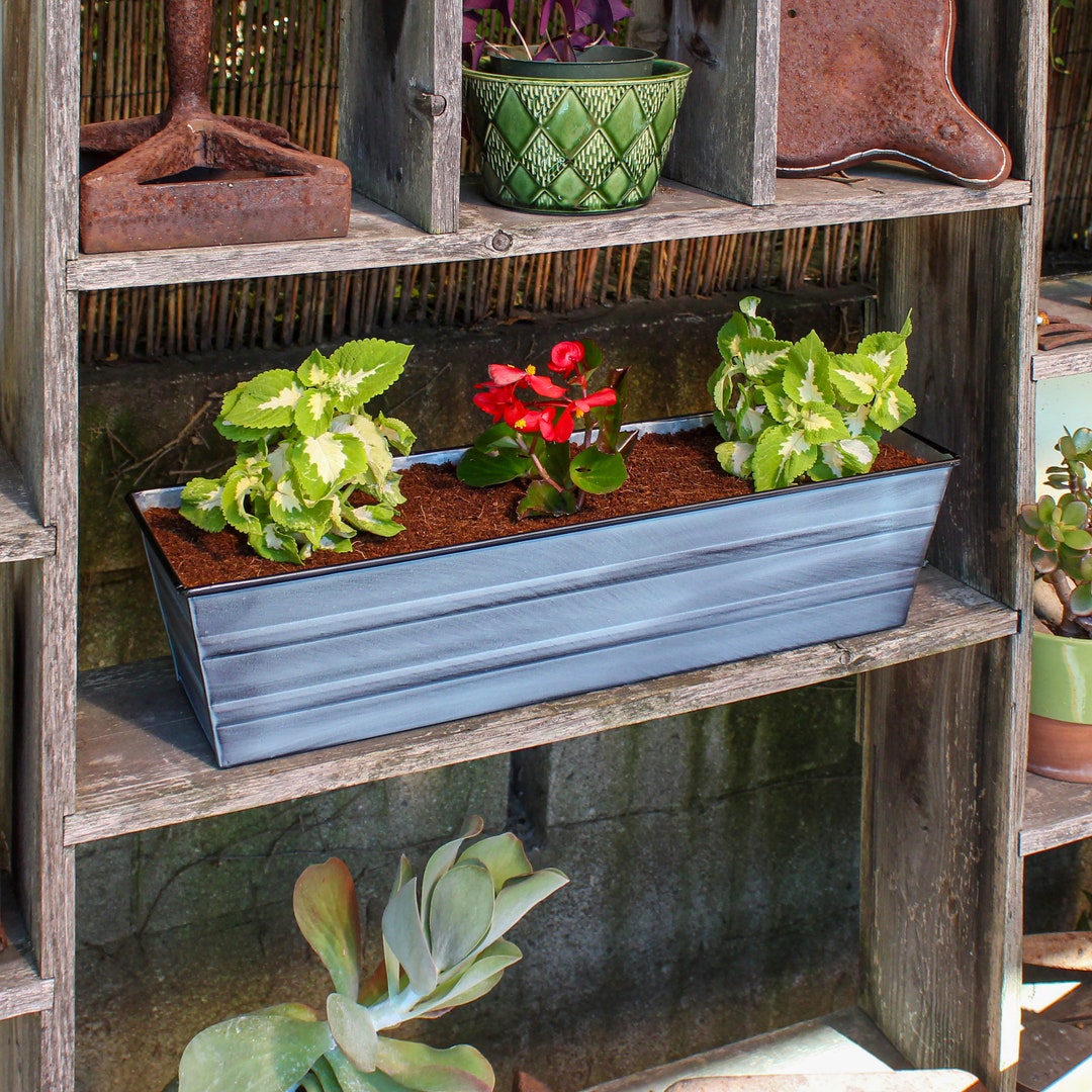 22" Slate Blue Flower Windowbox Planter, Rectangular - Etsy
