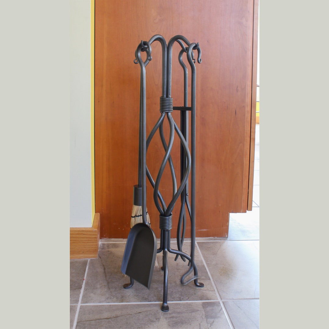 Wrought Iron Handmade Twist Fireplace Tool Set - Four Tools - Etsy
