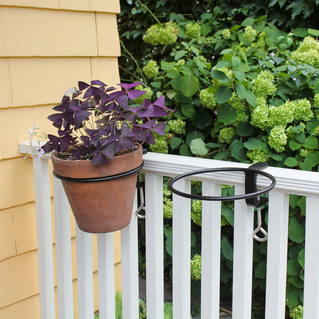 2-clamp-on 8" Flowerpot Ring/holder Railing Brackets, Wrought Iron - Etsy