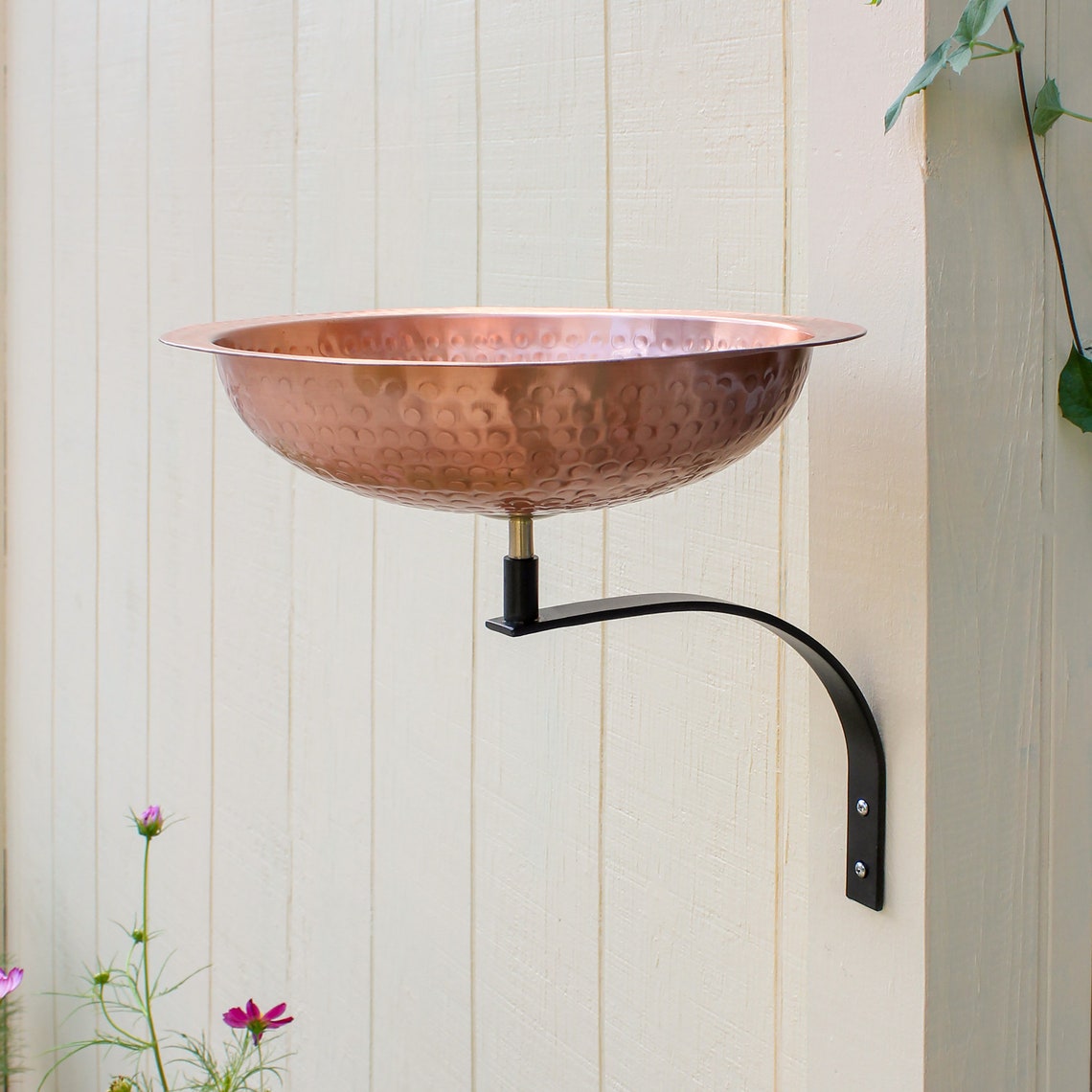 Hammered Solid Copper Birdbath With Wall Bracket - Etsy