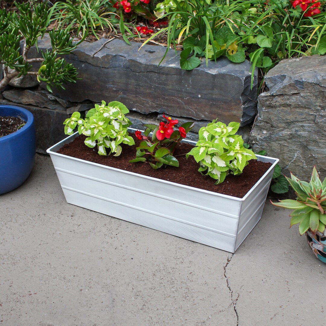 24l White Window Box Planter Galvanized Steel - Etsy