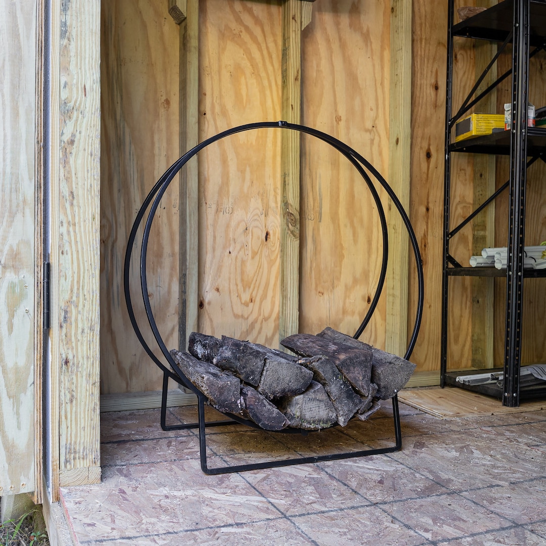 Medium Wrought Iron Hoop Wood Holder- for Firewood, Logs - Etsy