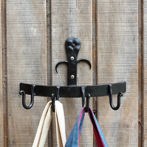 Four-hook Wrought Iron Wall Bracket - Etsy