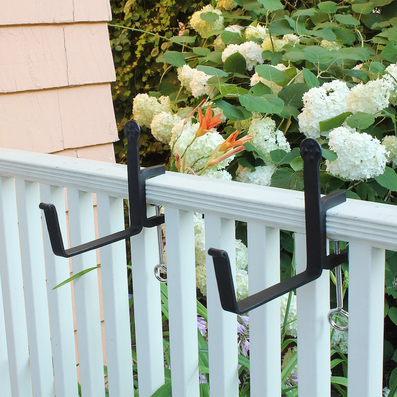 6" Clamp-on Railing Brackets for Window and Flower Boxes, Wrought Iron ...
