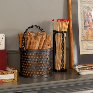 Rope Handle Wrought Iron Fatwood Holder - Natural Firestarter ...