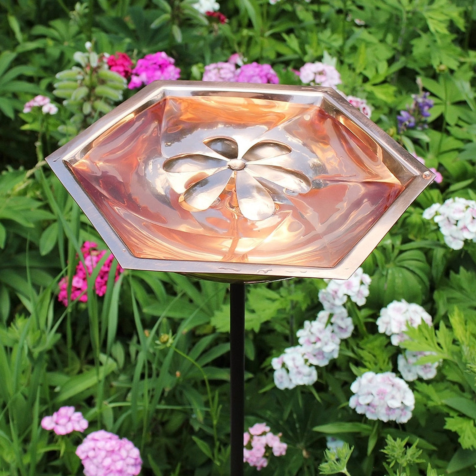 Hexagonal Copper Birdbath Bee Fountain for Pollinator Gardens - Etsy