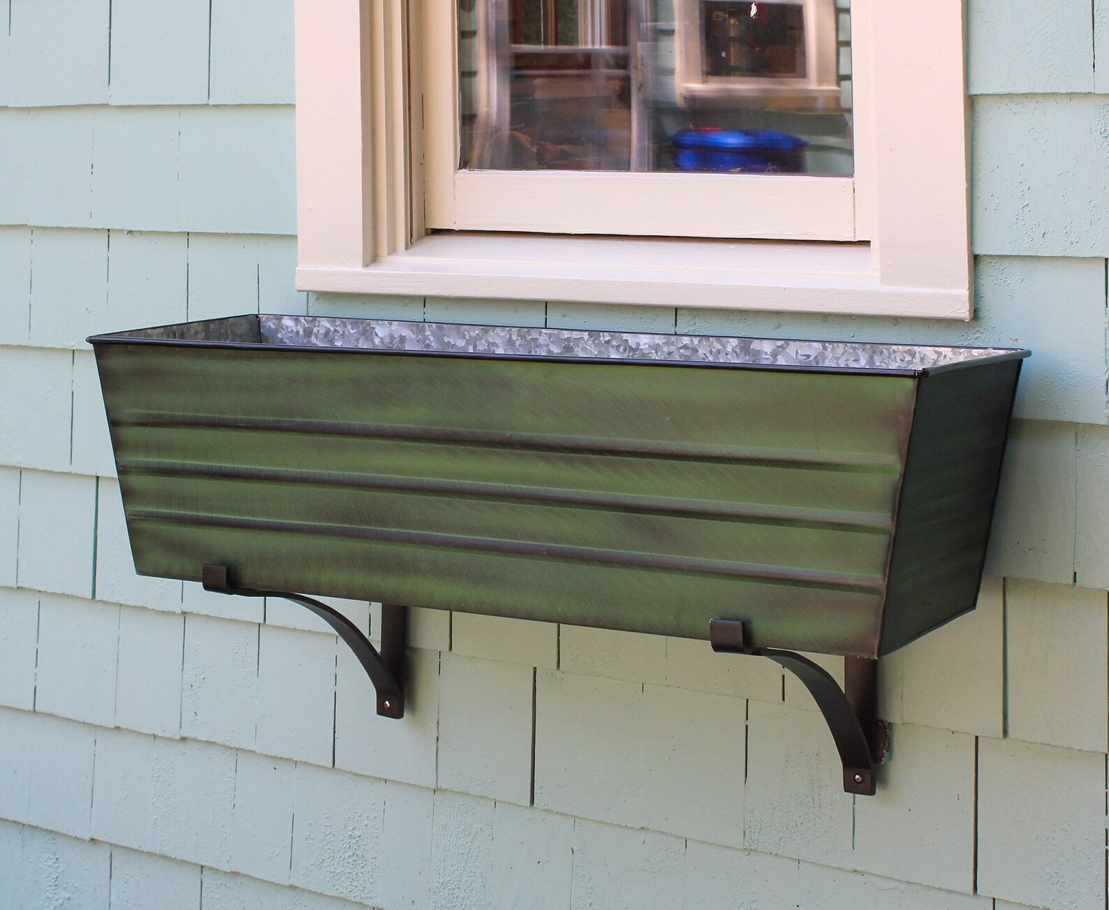 36l Dark Green Window Box Planter, Galvanized Steel - Etsy