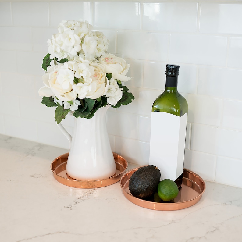 Copper Trays- Set of 2- 8" Round for Plants or Tabletop - Etsy